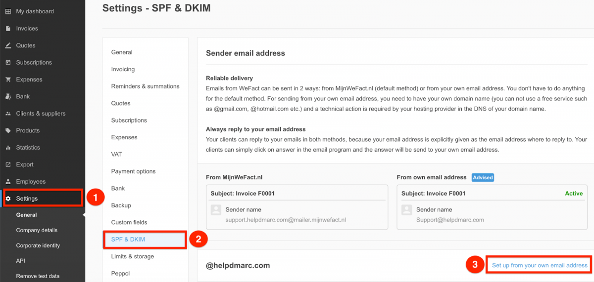 WeFact SPF & DKIM Setup | EasyDMARC