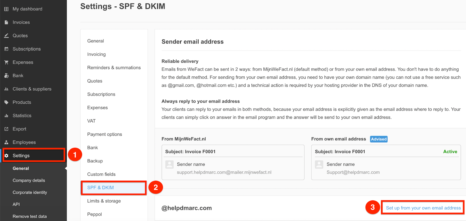 WeFact SPF & DKIM Setup | EasyDMARC