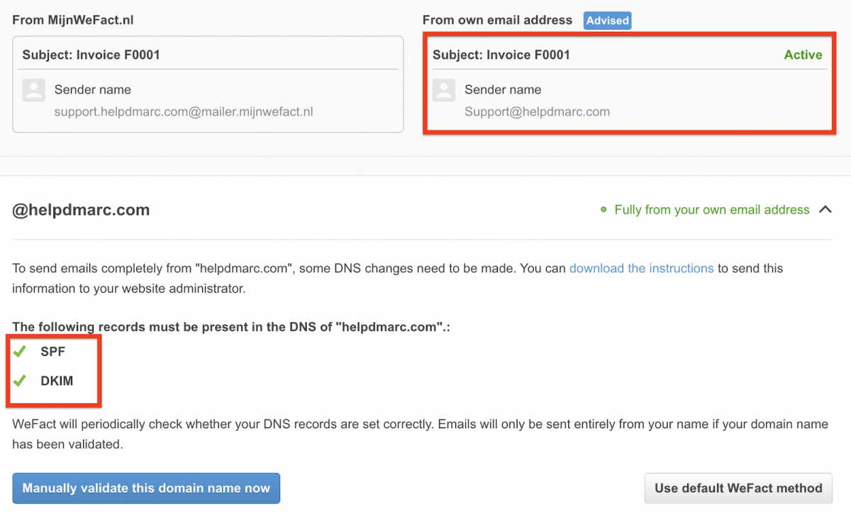 WeFact SPF & DKIM Setup | EasyDMARC