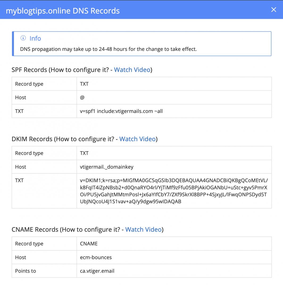 Vtiger SPF & DKIM Setup | EasyDMARC