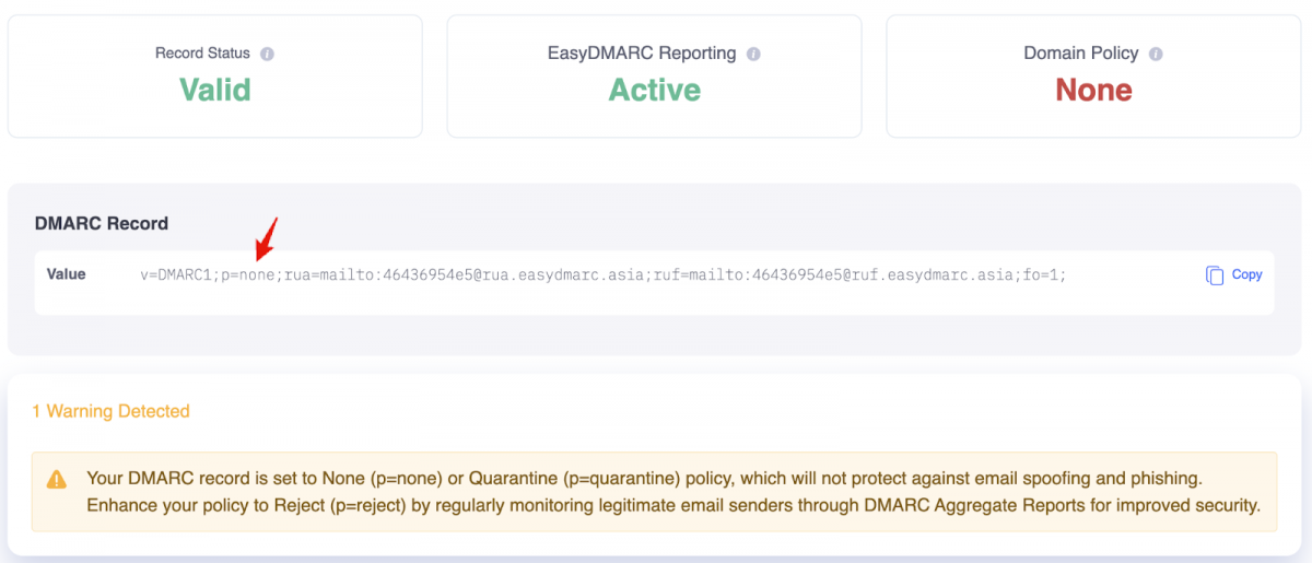 DMARC Quarantine/Reject Policy Not Enabled: How to Fix It | EasyDMARC