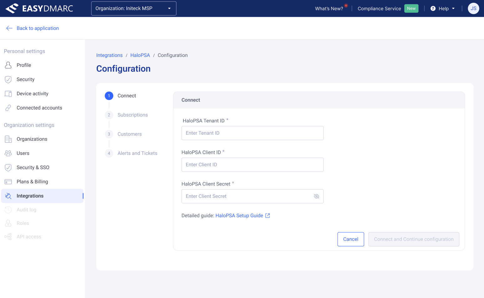Integration with HaloPSA | EasyDMARC